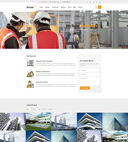 Duncan – Building & Construction Bootstrap 4 Template