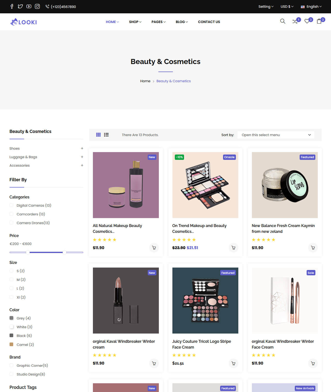 Looki - Beauty & Cosmetics eCommerce Bootstrap 5 Template